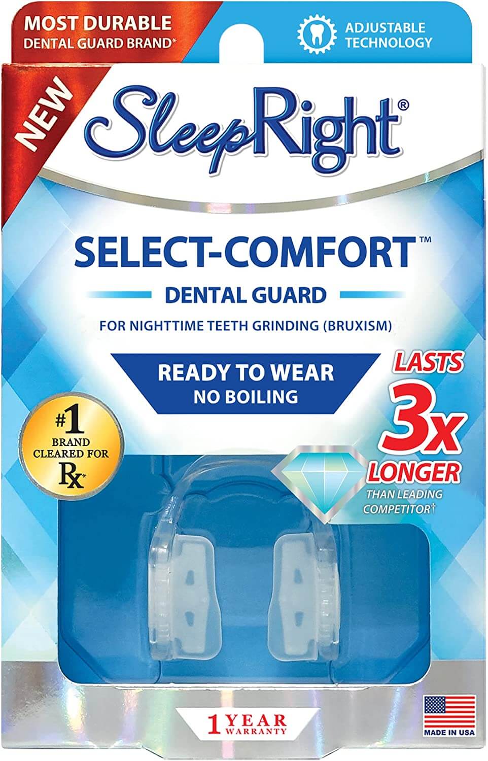 SleepRight® Select No-Boil Dental Guard – Sleeping Teeth Guard – Mouth